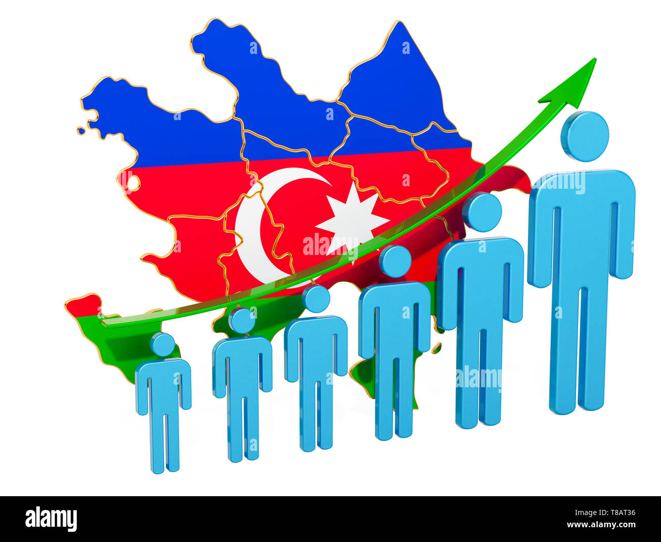 Rating of employment and unemployment or mortality and fertility in Azerbaijan, concept. 3D ...