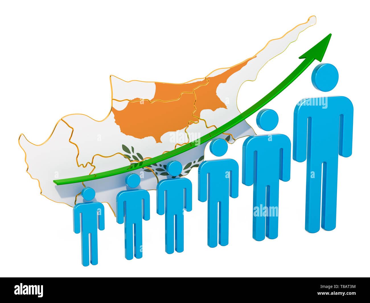Rating of employment and unemployment or mortality and fertility in Cyprus, concept. 3D ...