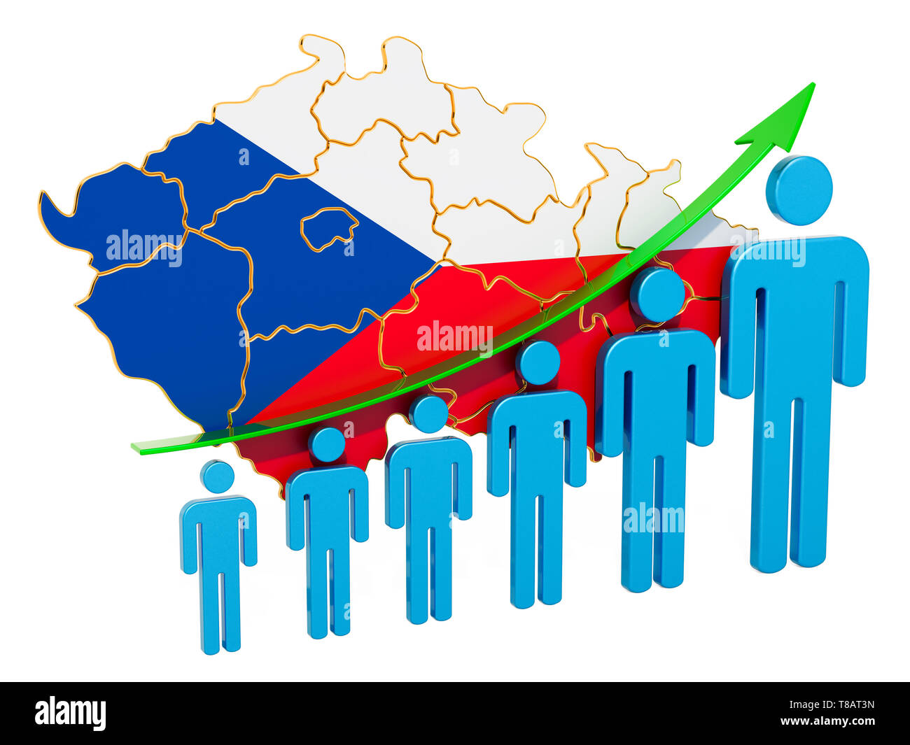 Rating of employment and unemployment or mortality and fertility in Czech Republic, concept. 3D ...