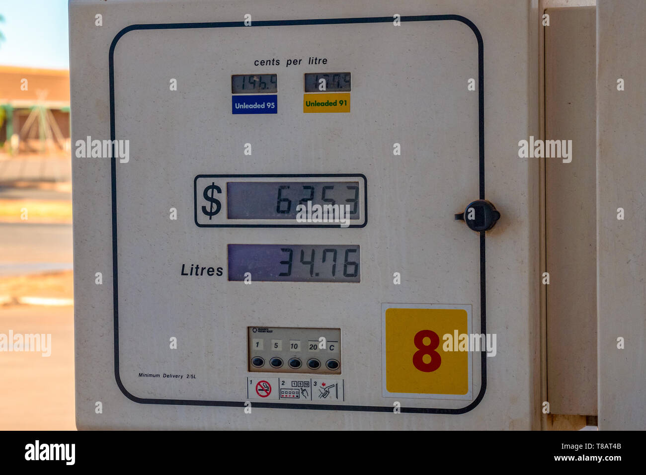 Petrol gasoline station unleaded 91 95 in Australian mining town Stock ...