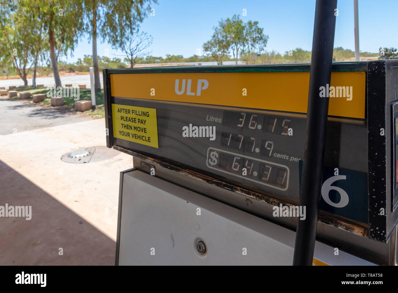 ULP unleaded petrol gasoline pump in Australia analog displays Stock ...