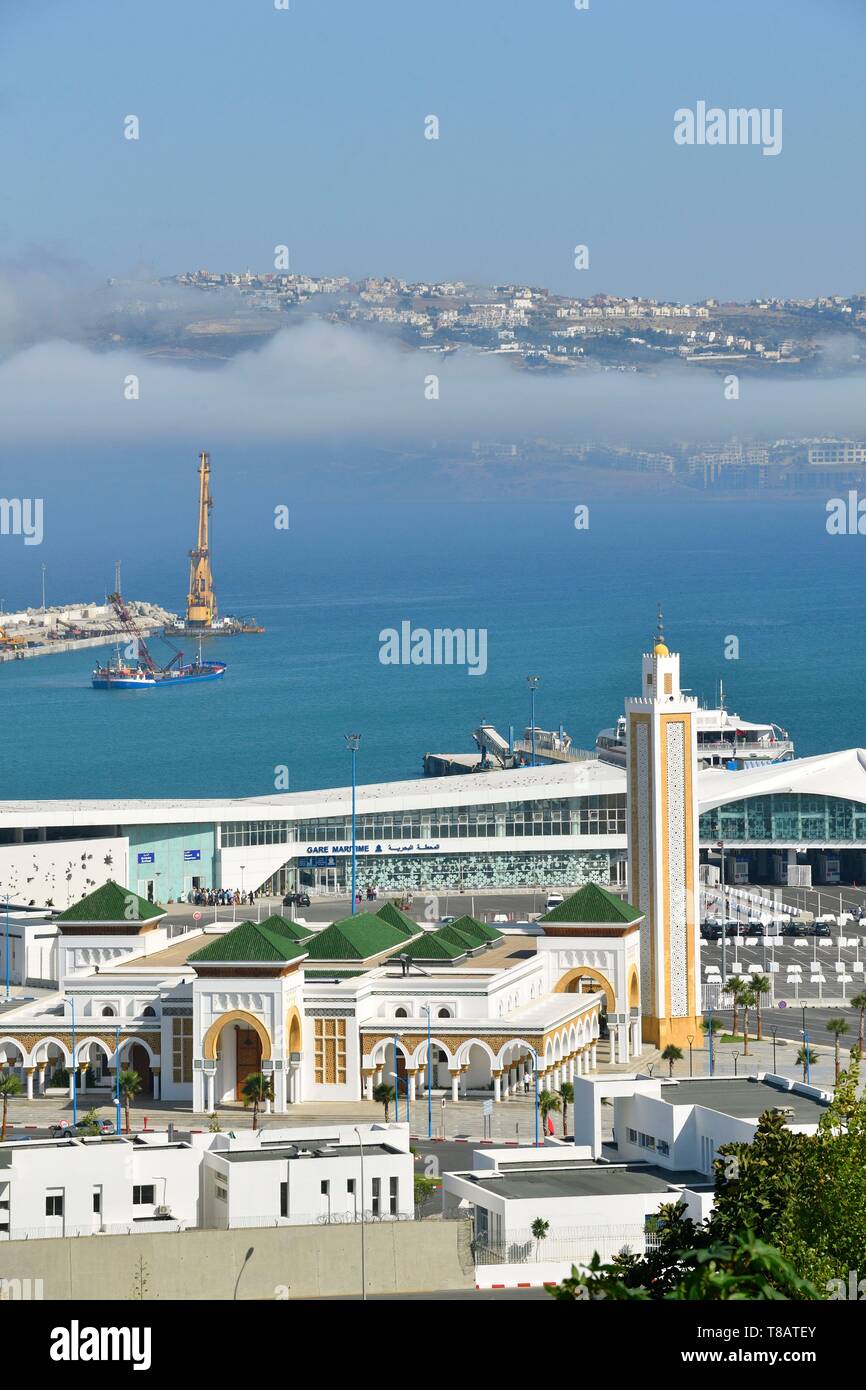 Morocco, Tangier Tetouan region, Tangier, Medina, old city and bay, the ...