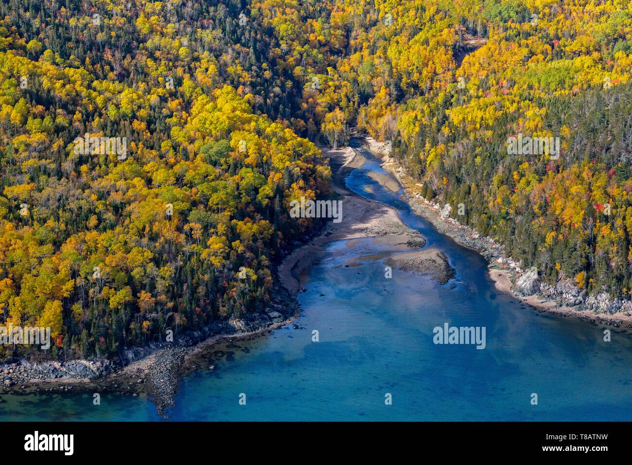 Canada, province of Quebec, Charlevoix region, river flowing into the ...