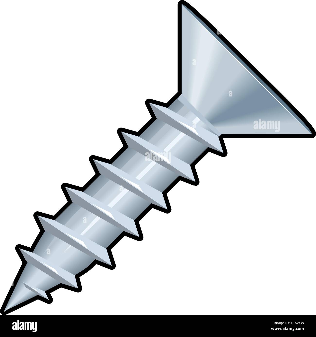 Flat Head Sheet Metal Screw Vector Illustration Stock Vector Image ...