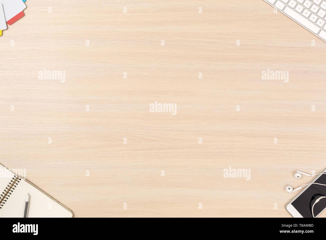 Workspace. Desk empty space top view no people Stock Photo - Alamy