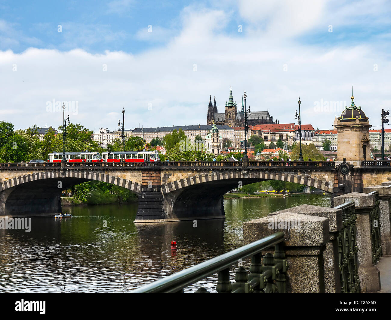 The River Vltava as it flows through the city of Prague in the Czech ...