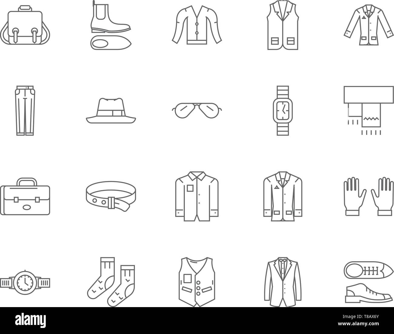 Formal menswear line icons, signs, vector set, outline illustration ...