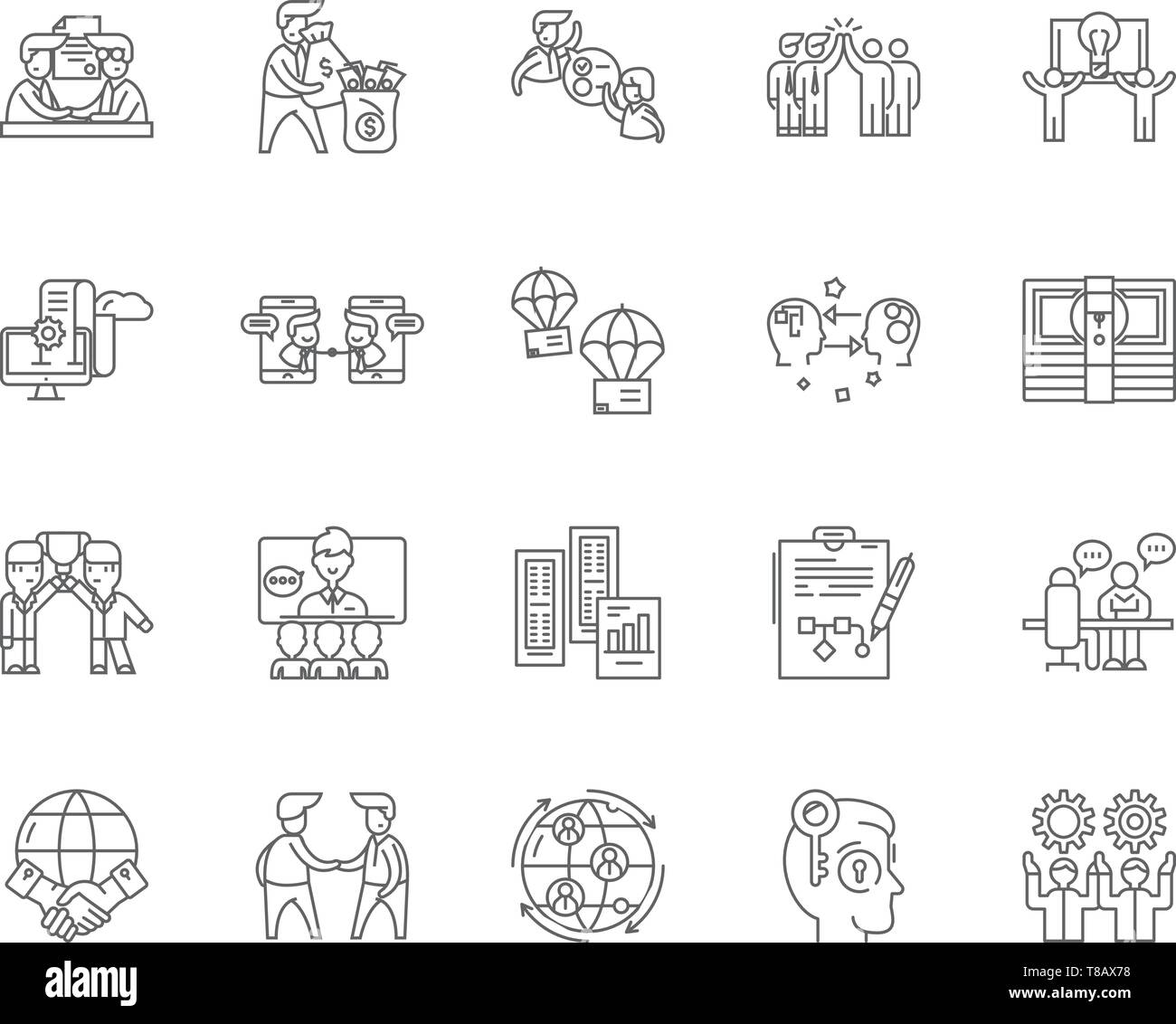 Franchise consultant line icons, signs, vector set, outline ...