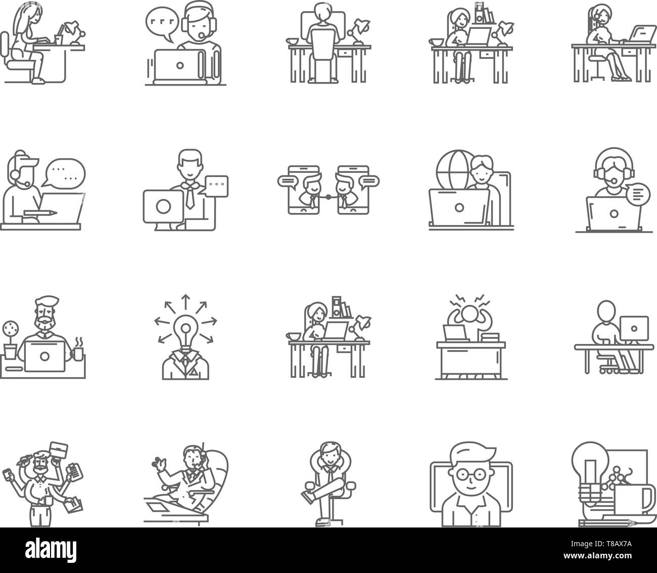 Freelance line icons, signs, vector set, outline illustration concept ...