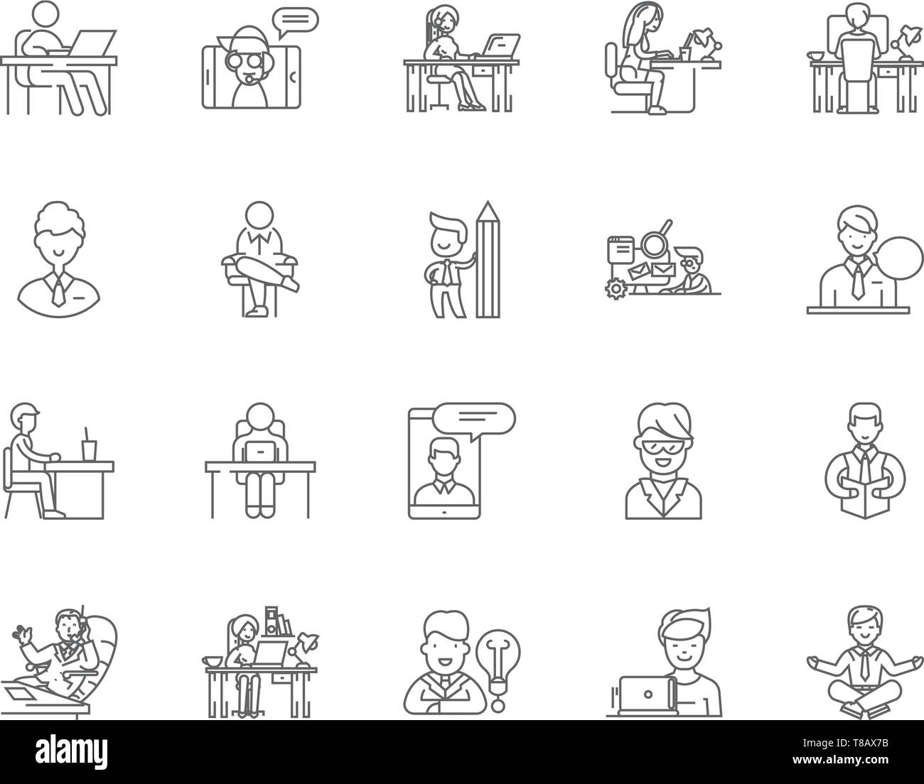 Freelance writer line icons, signs, vector set, outline illustration ...