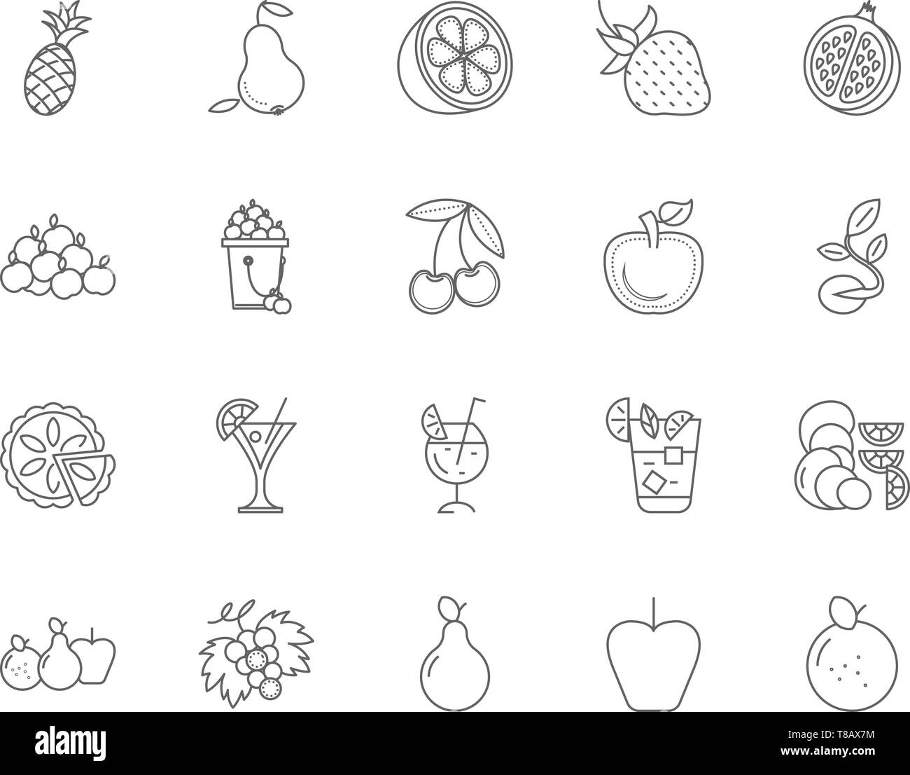 Fruits line icons, signs, vector set, outline illustration concept ...