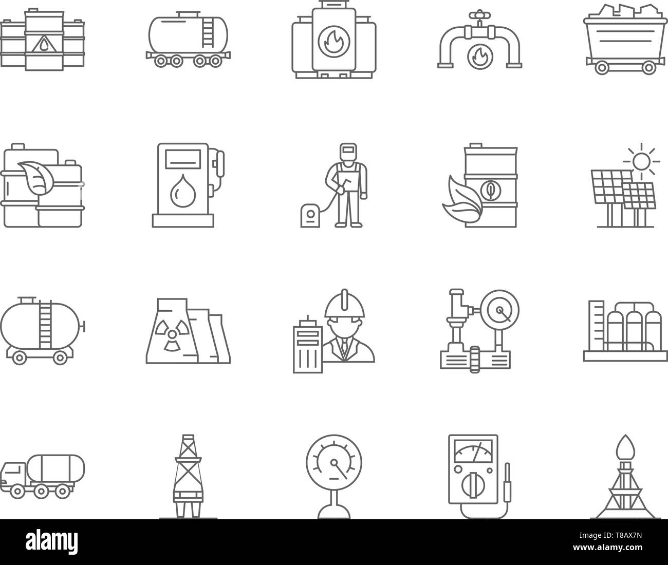 Fuel line icons, linear signs, vector set, outline concept illustration ...
