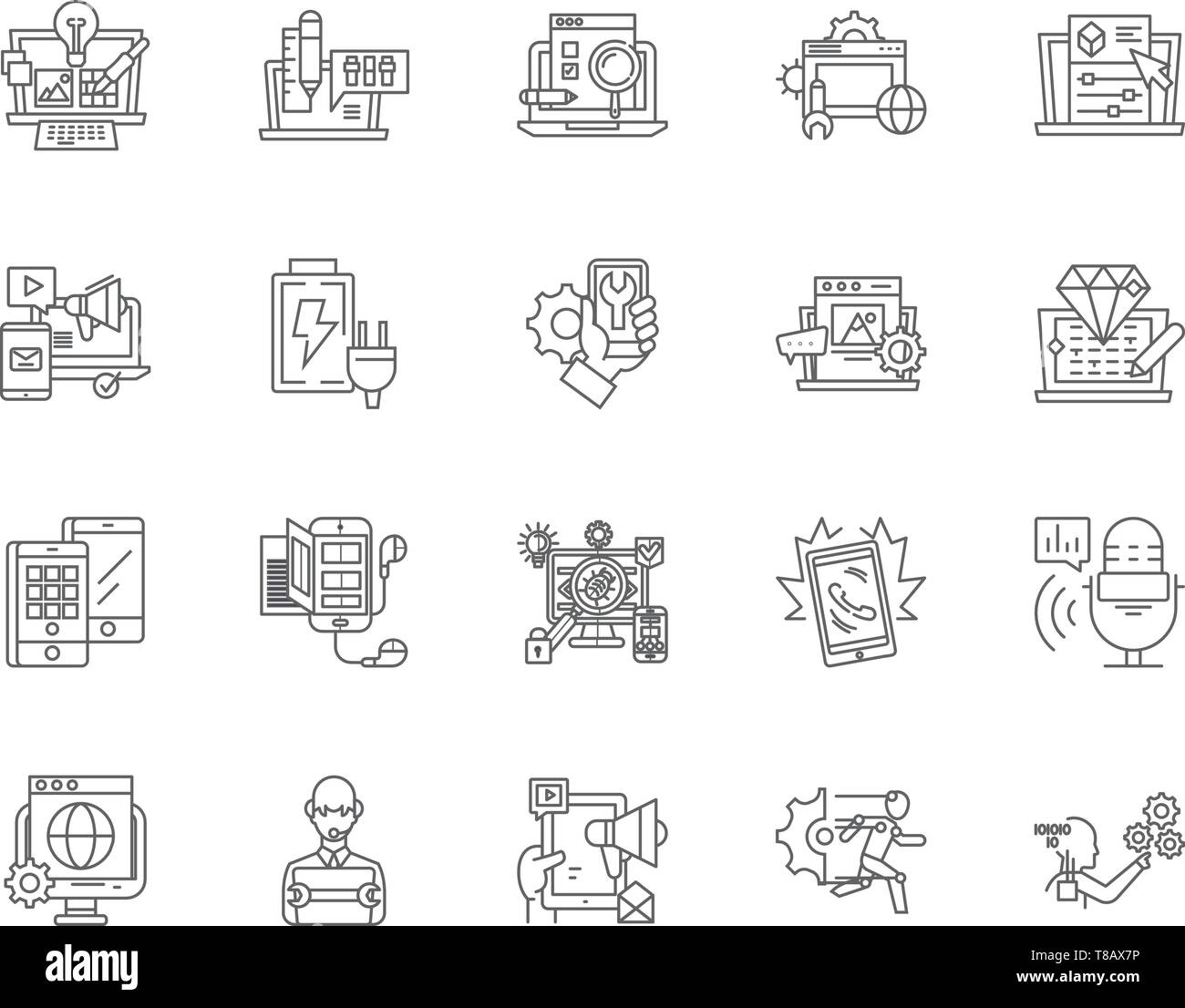Functions line icons, signs, vector set, outline illustration concept ...