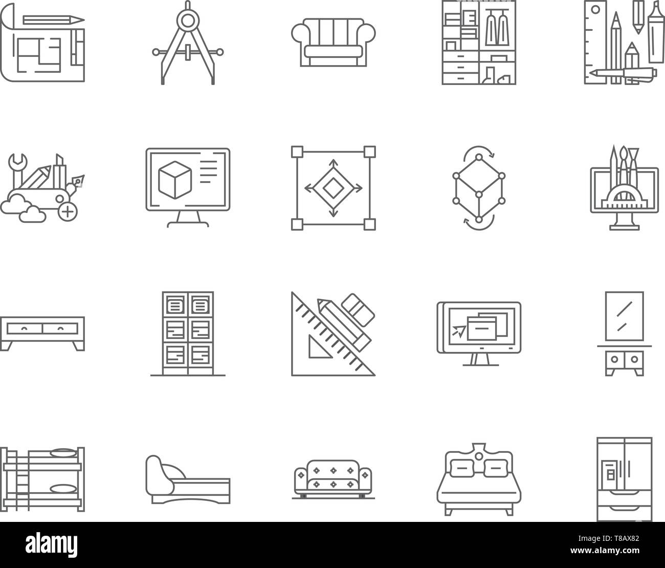 Furniture making line icons, signs, vector set, outline illustration ...