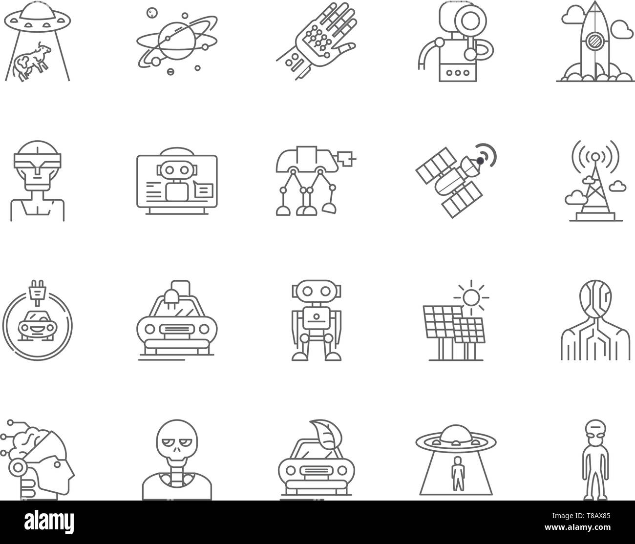 Future technology line icons, signs, vector set, outline illustration ...