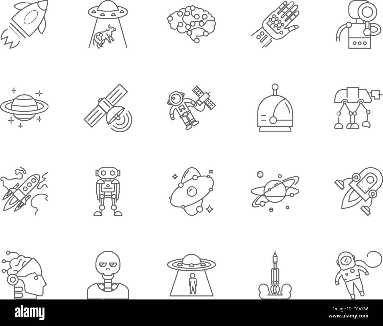 Future line icons, linear signs, vector set, outline concept ...