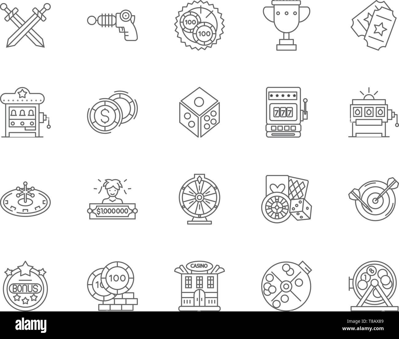 Gambling line icons, signs, vector set, outline illustration concept ...