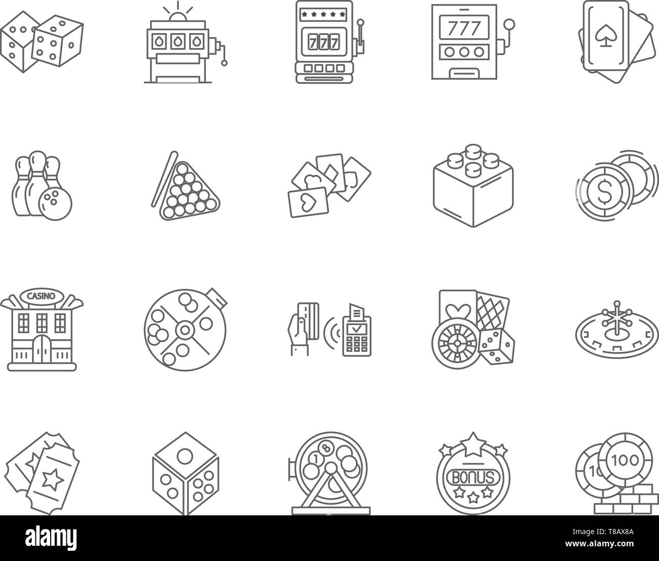 Gambling casino line icons, signs, vector set, outline illustration ...
