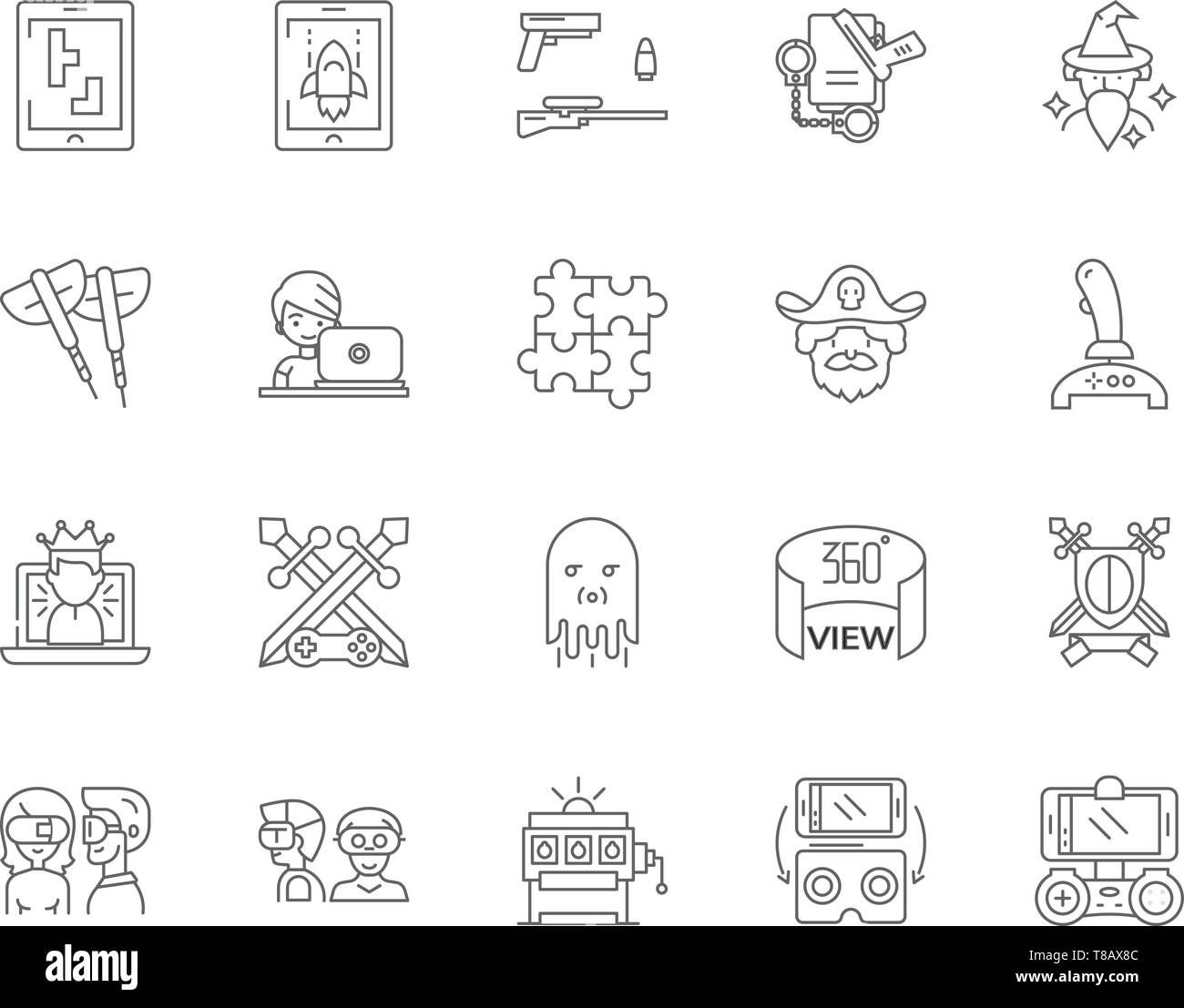 Game line icons, linear signs, vector set, outline concept illustration ...