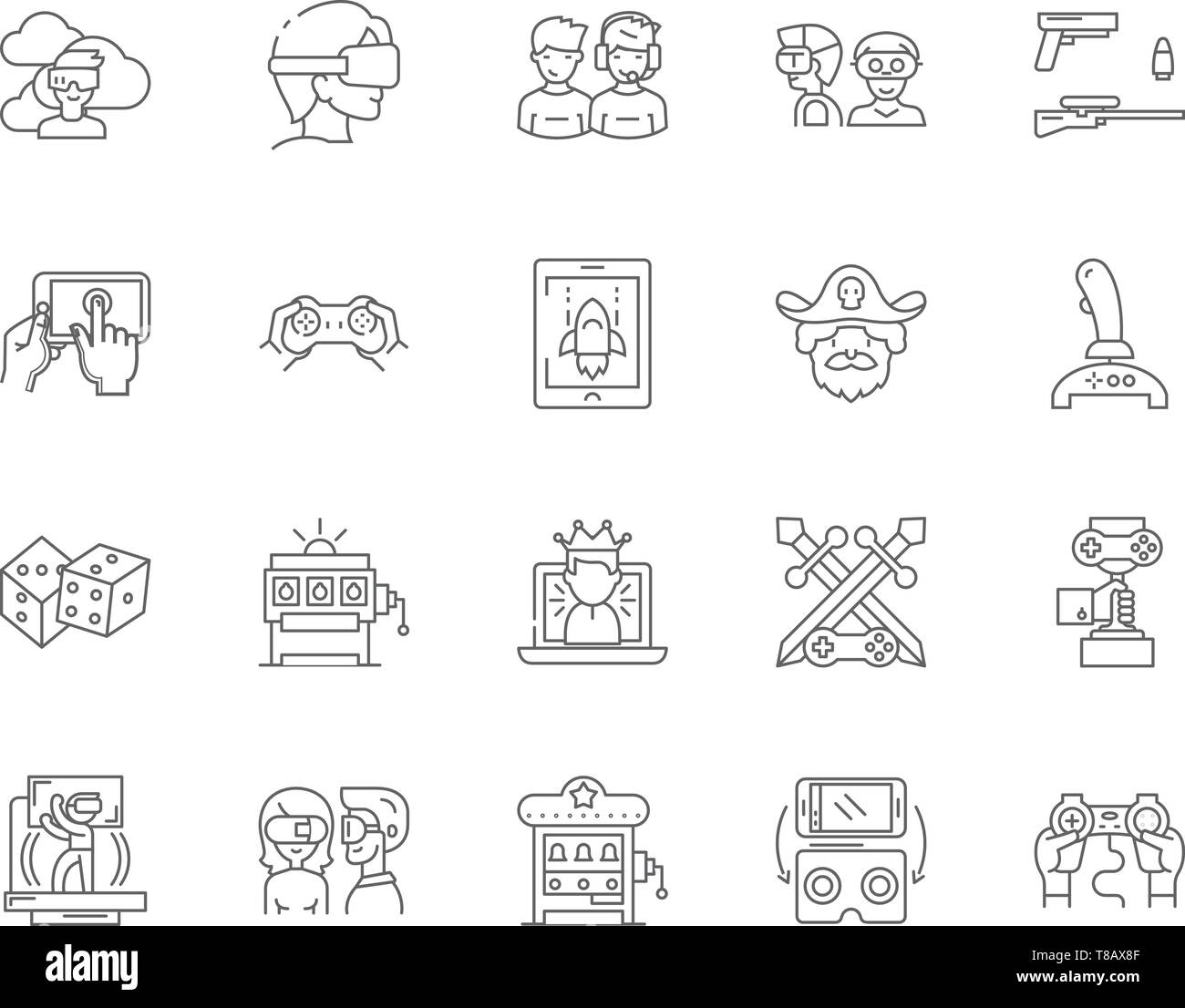 Gamer line icons, signs, vector set, outline illustration concept Stock ...