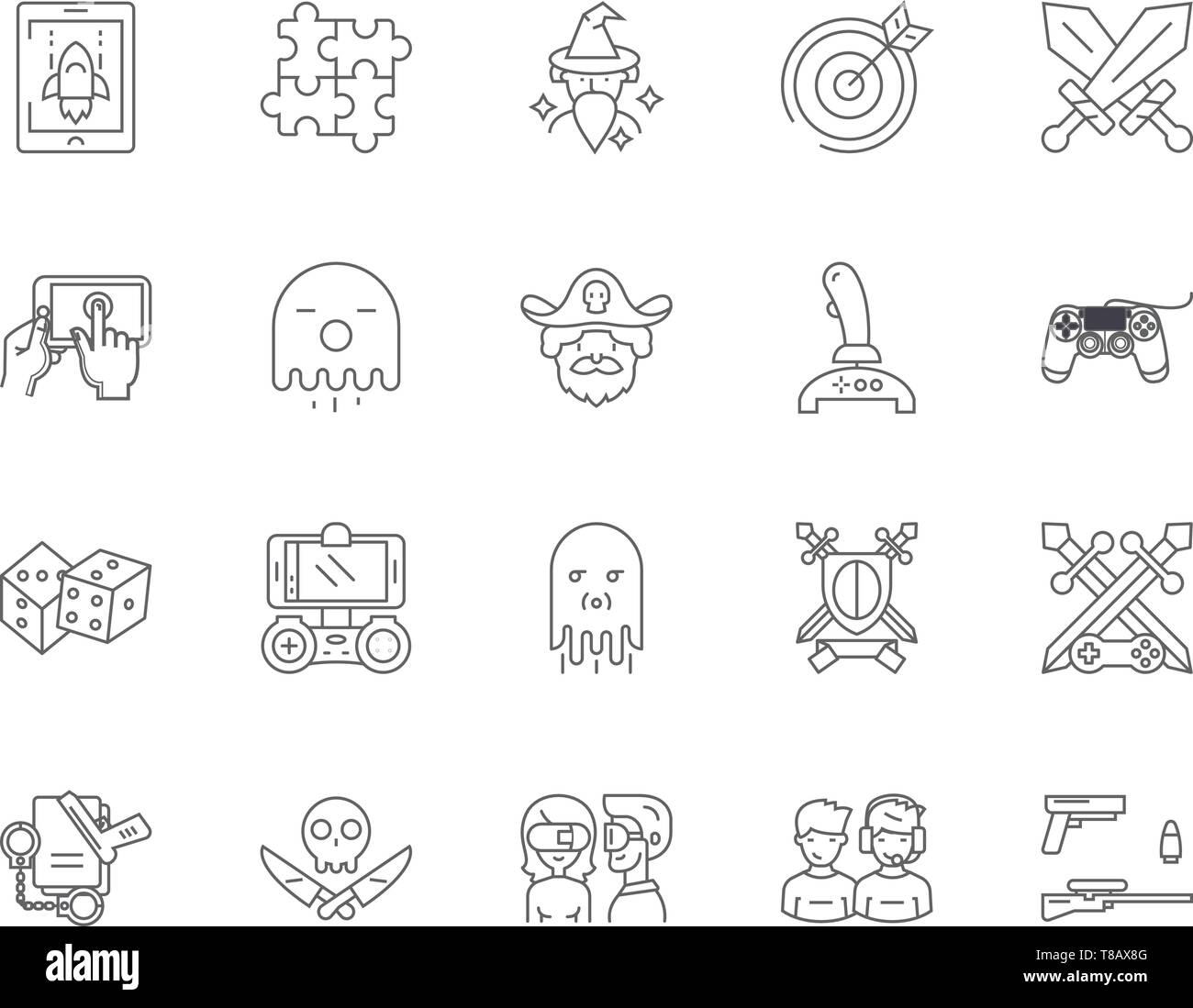 Games line icons, signs, vector set, outline illustration concept Stock ...
