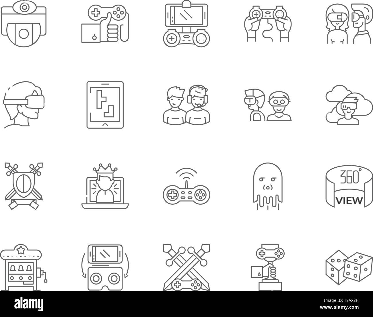 Gaming line icons, signs, vector set, outline illustration concept ...