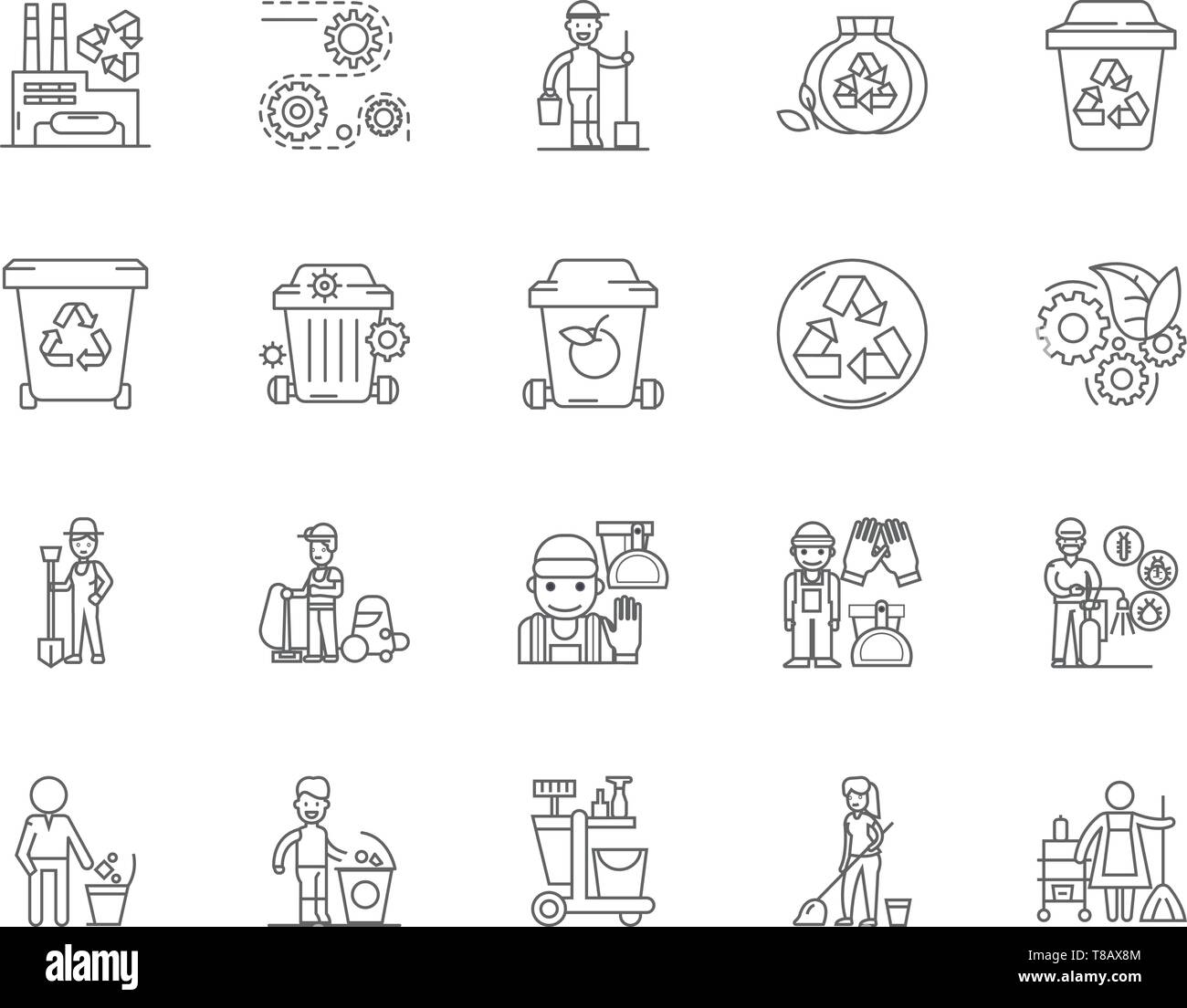 Garbage line icons, signs, vector set, outline illustration concept ...