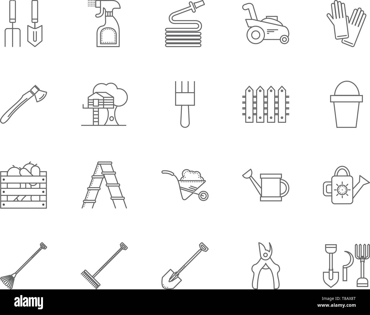 Garden furniture & accessories line icons, signs, vector set, outline ...
