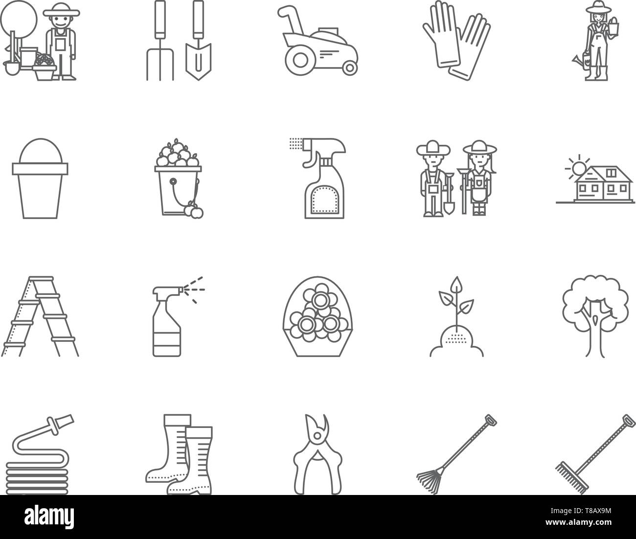 Gardner line icons, signs, vector set, outline illustration concept ...