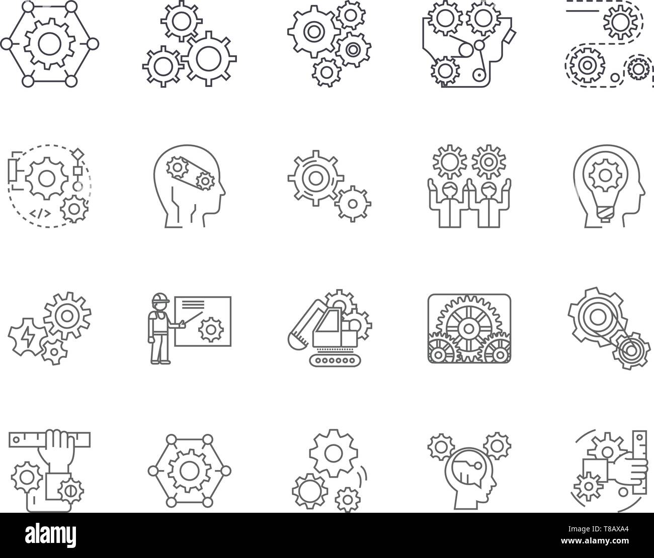 Gears line icons, signs, vector set, outline illustration concept Stock ...