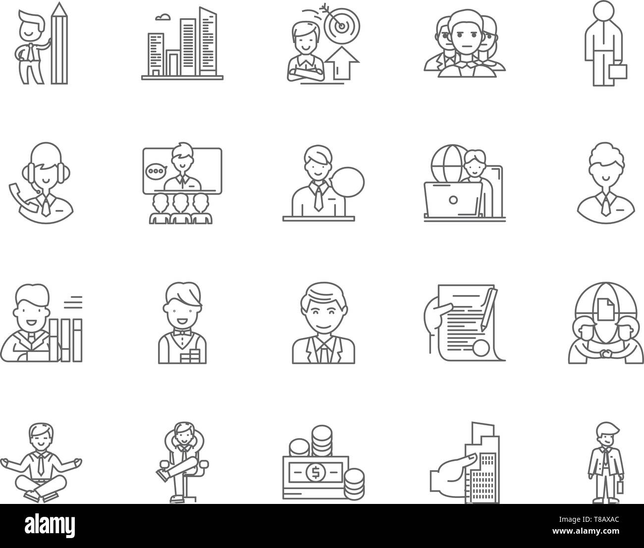 General building contractors line icons, signs, vector set, outline ...
