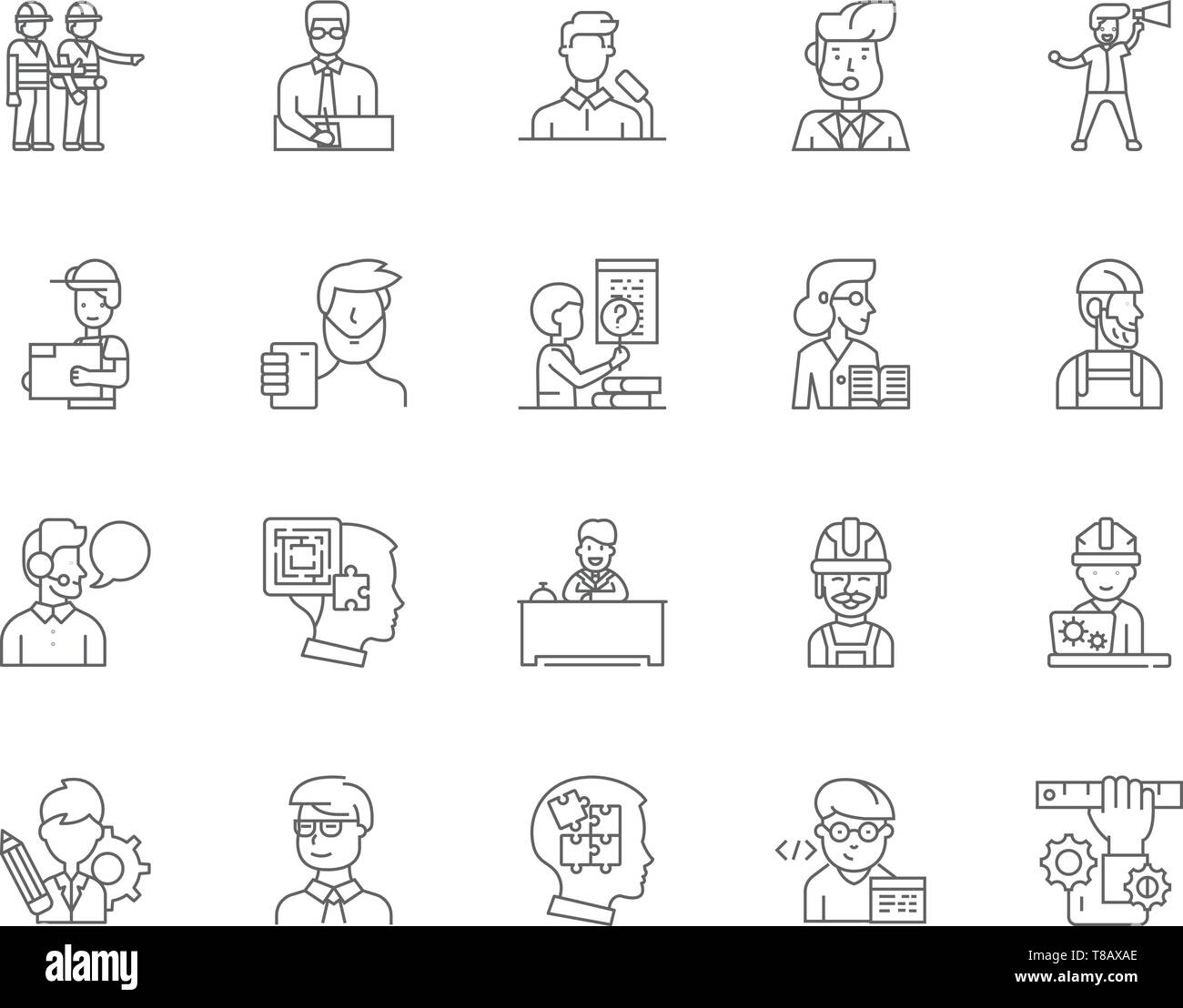 General contractors line icons, signs, vector set, outline illustration ...