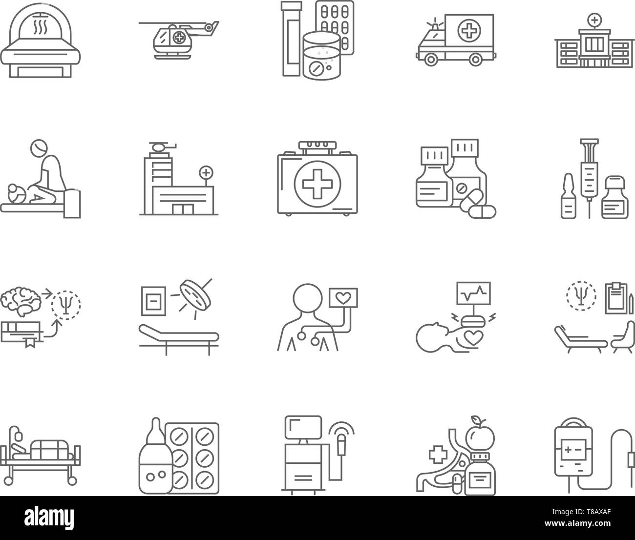 General medical hospital line icons, signs, vector set, outline ...