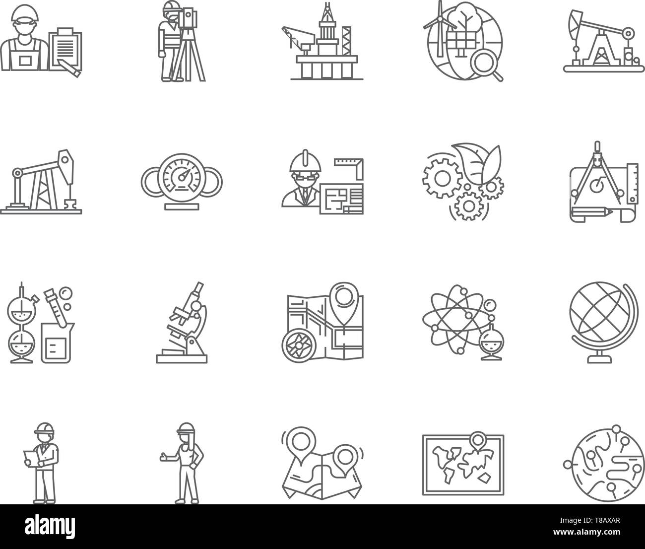 Geological services line icons, signs, vector set, outline illustration ...