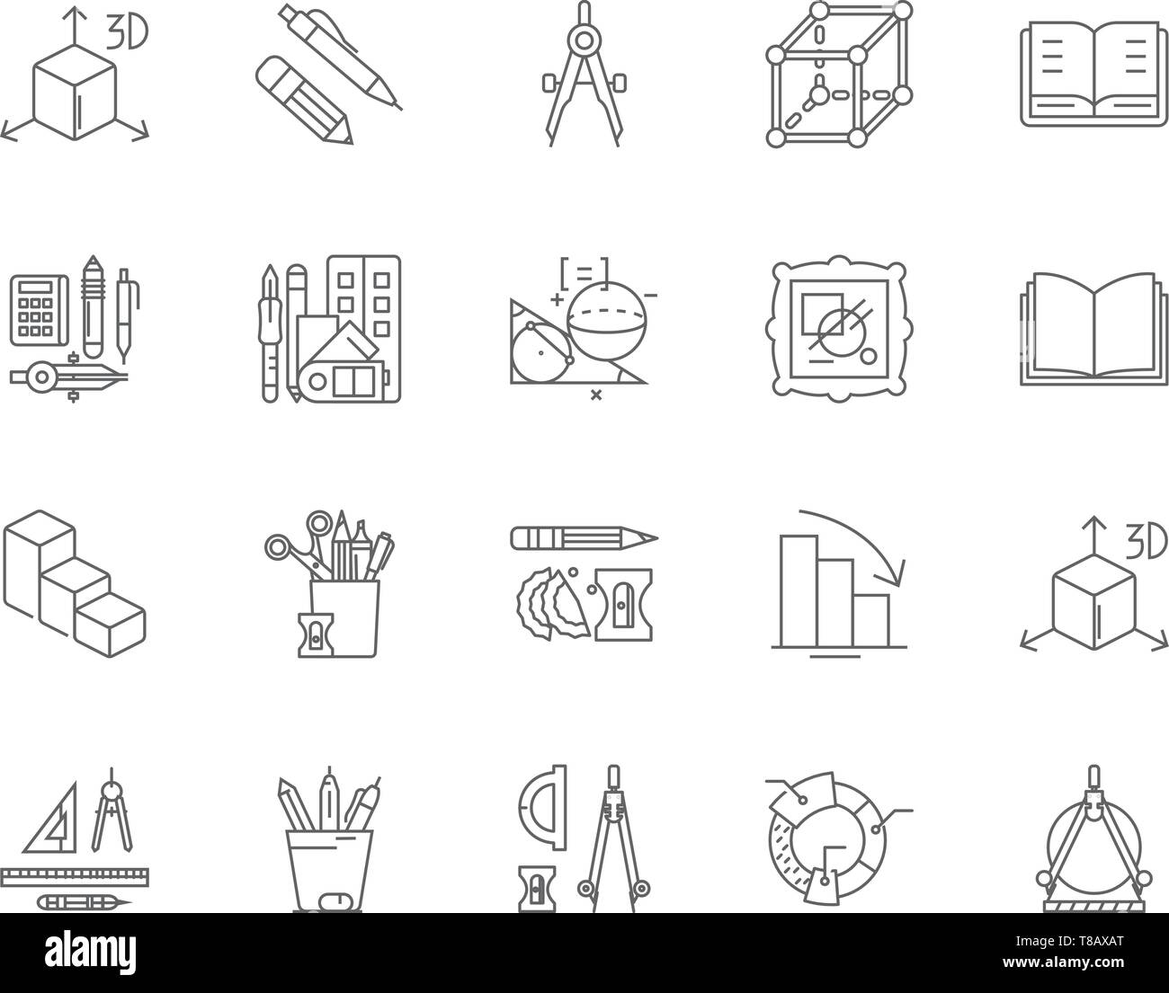 Geometry line icons, signs, vector set, outline illustration concept ...