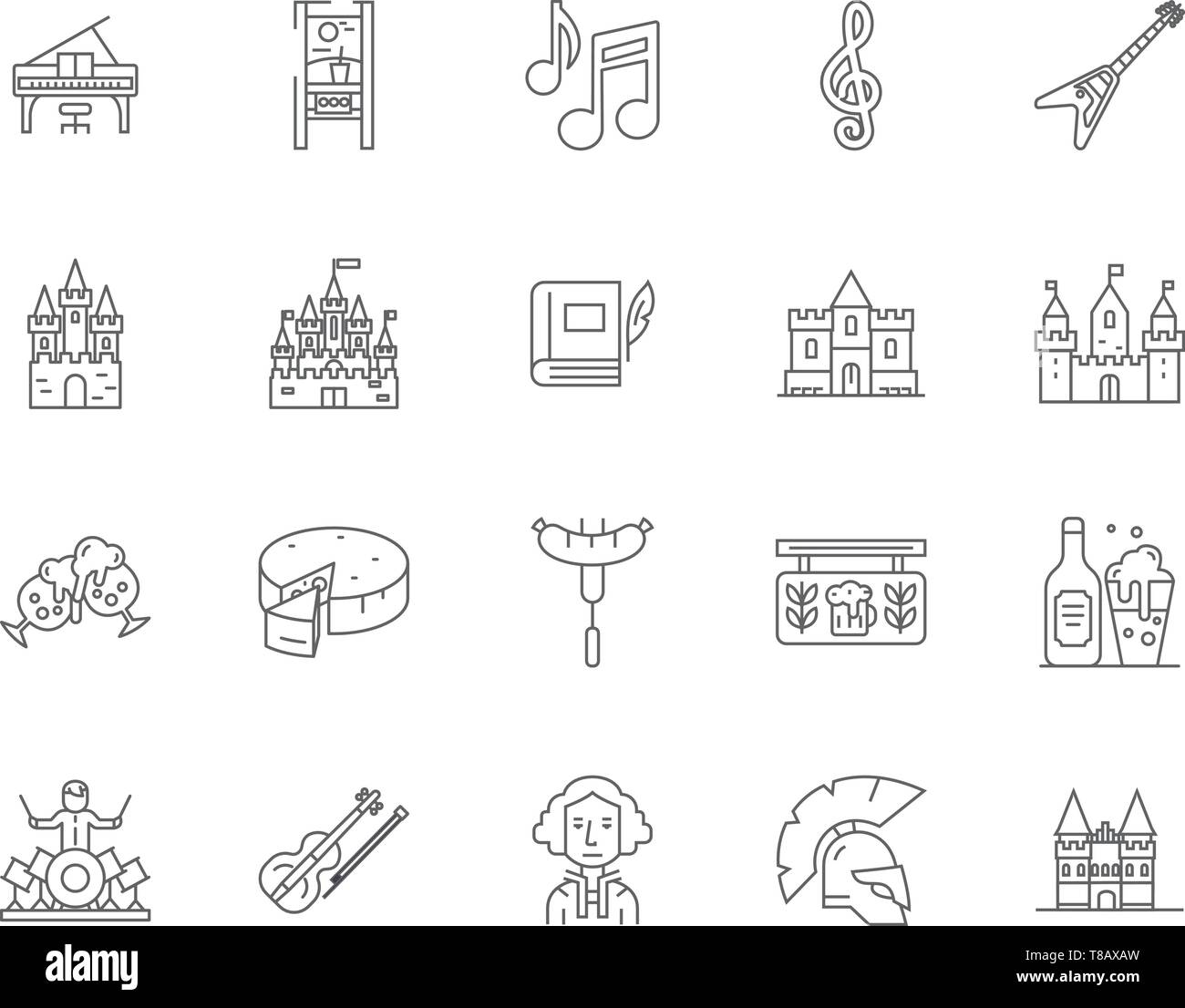Germany line icons, signs, vector set, outline illustration concept ...