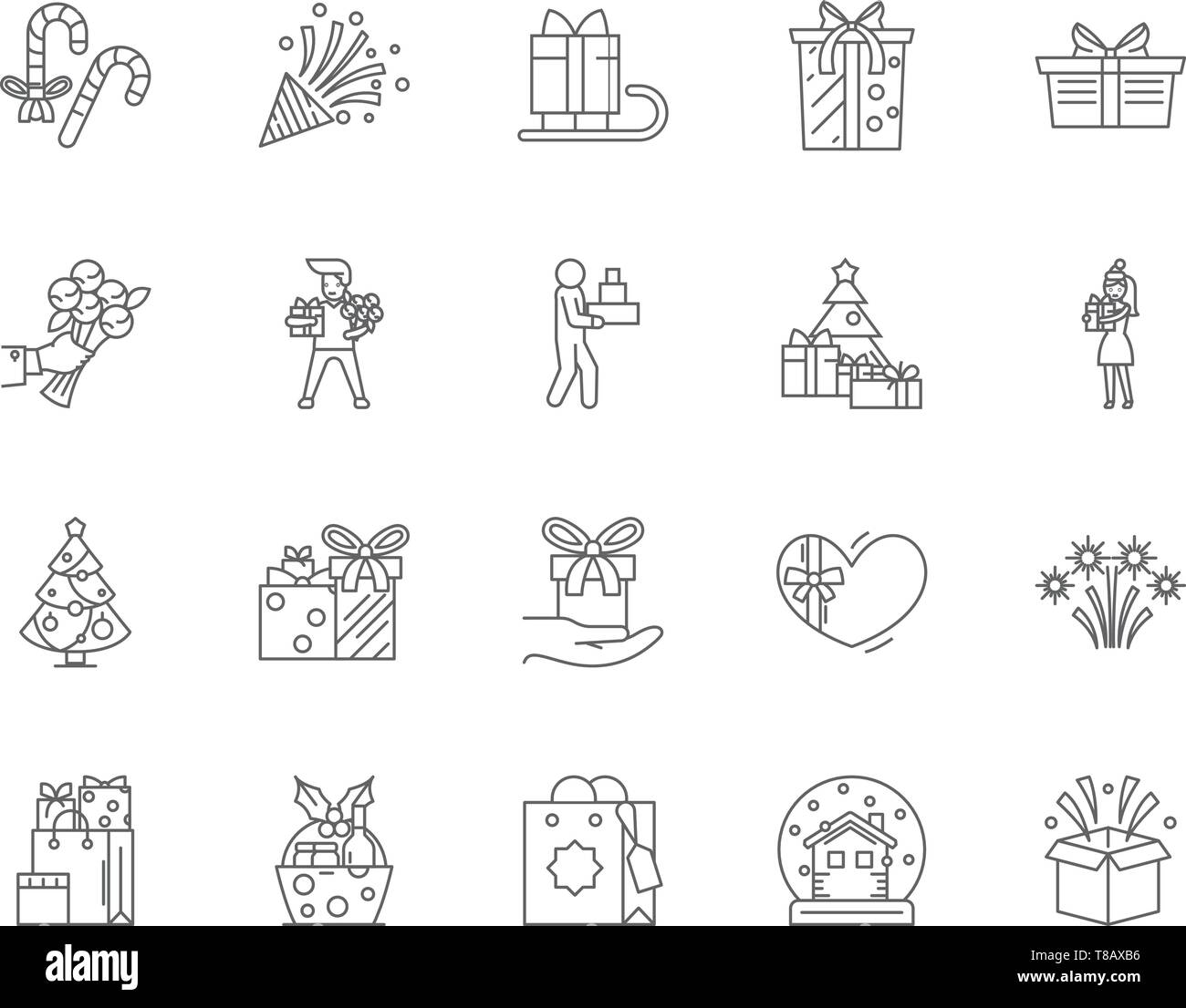 Gift line icons, signs, vector set, outline illustration concept Stock ...