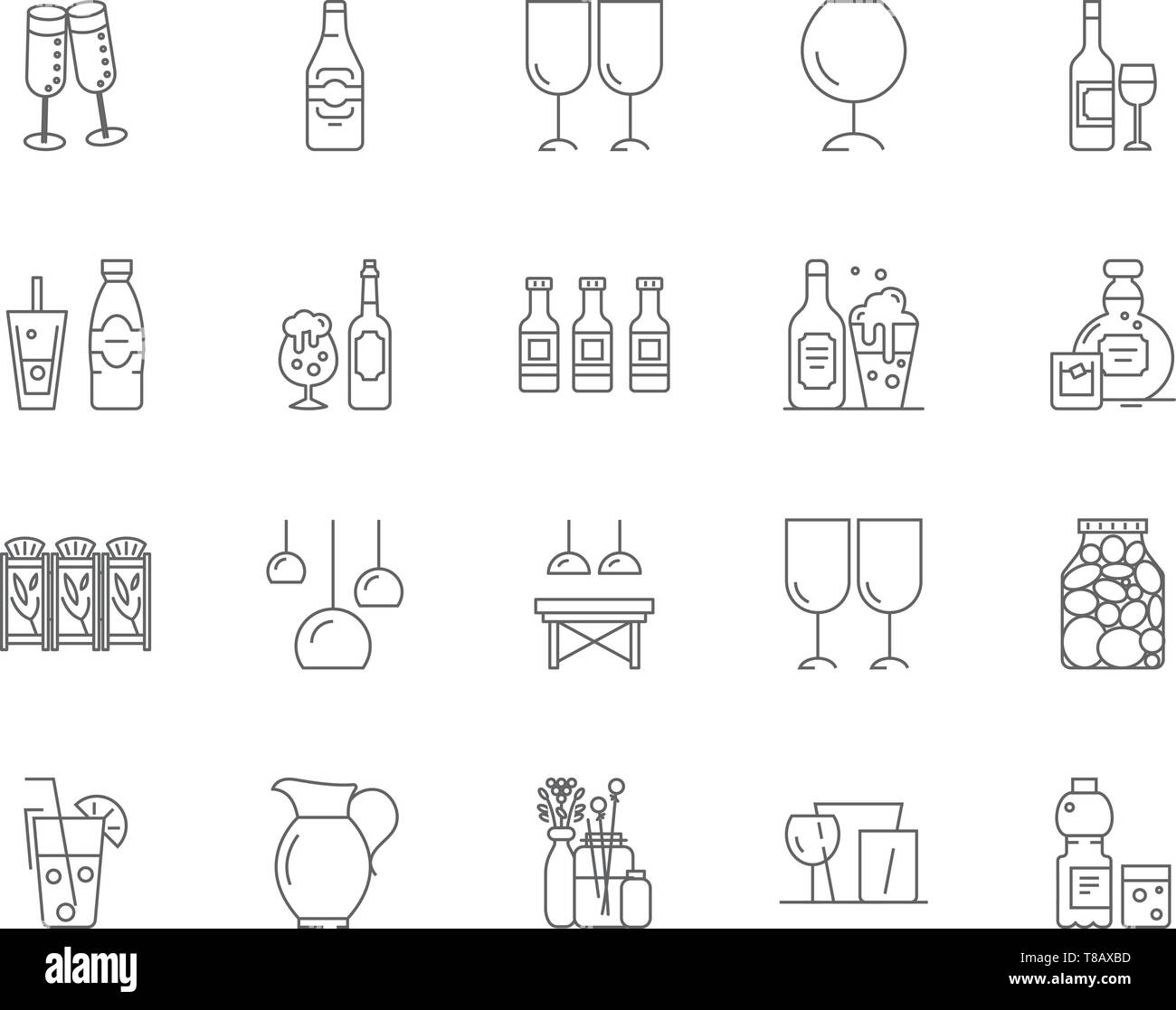 Glass product manufacture line icons, signs, vector set, outline illustration concept Stock ...