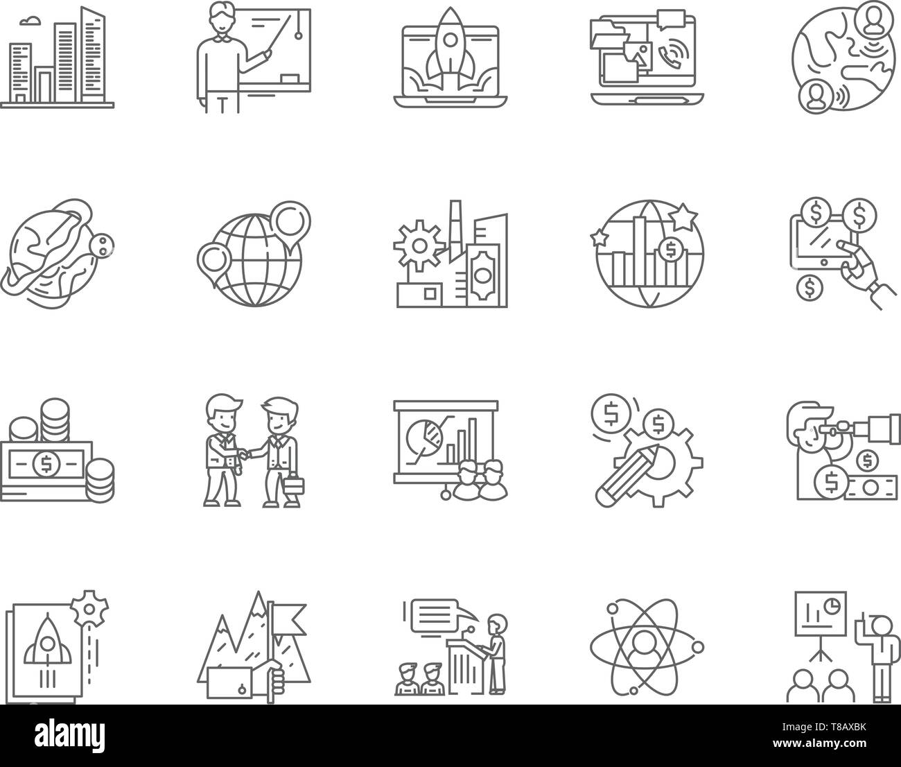 Global economics line icons, signs, vector set, outline illustration ...