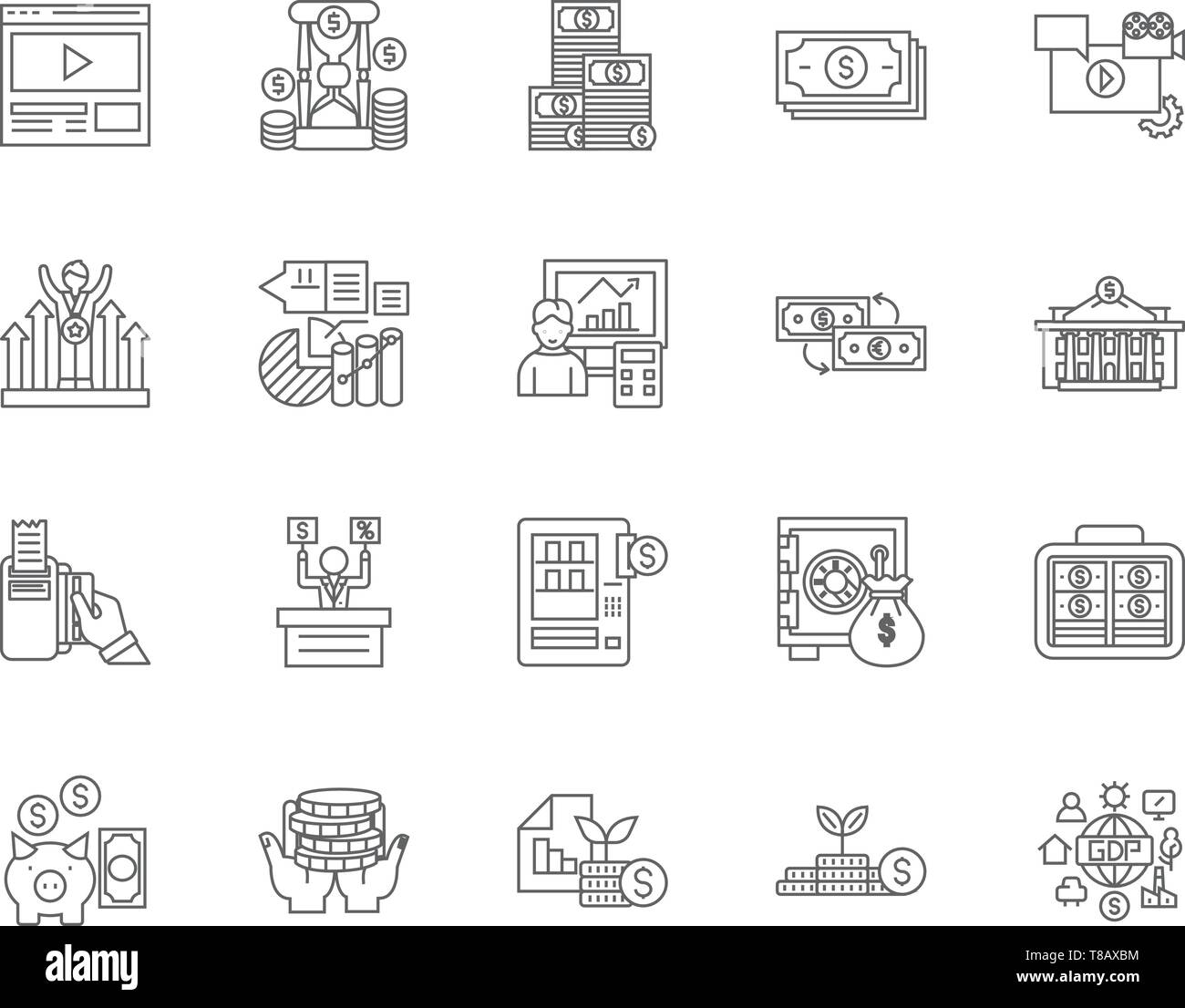 Global finance line icons, signs, vector set, outline illustration ...