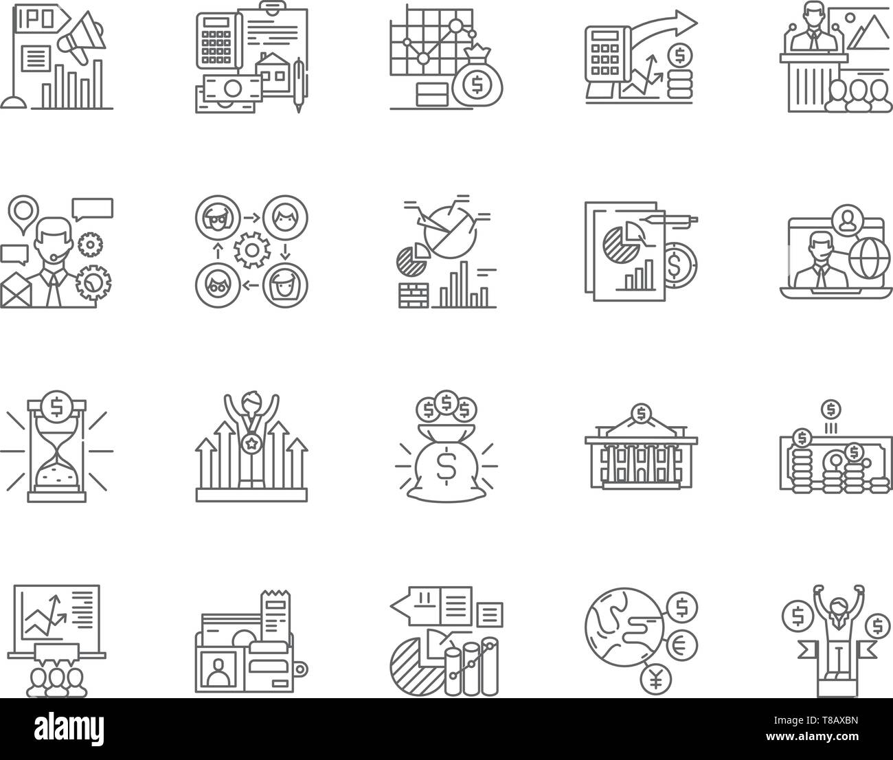 Global markets line icons, signs, vector set, outline illustration ...
