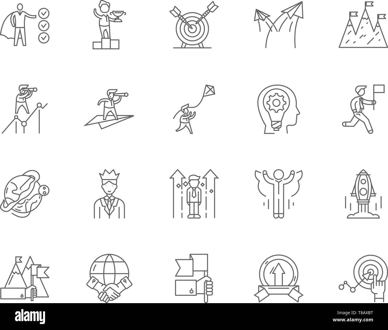 Goals line icons, signs, vector set, outline illustration concept Stock ...