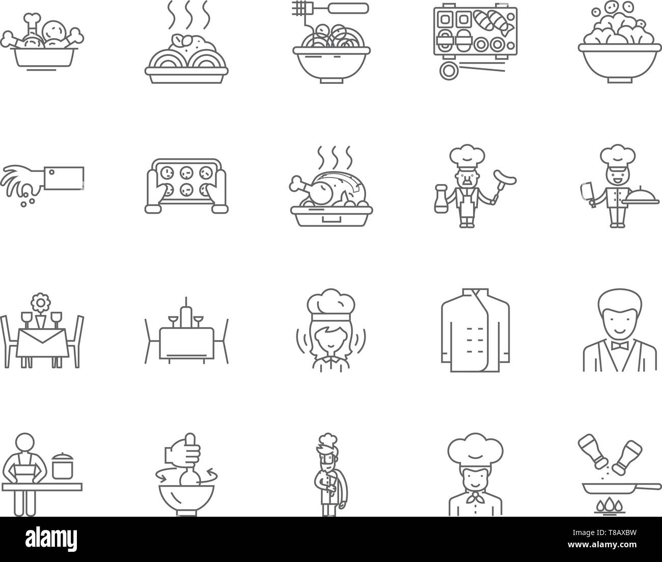 Gourmet line icons, signs, vector set, outline illustration concept ...
