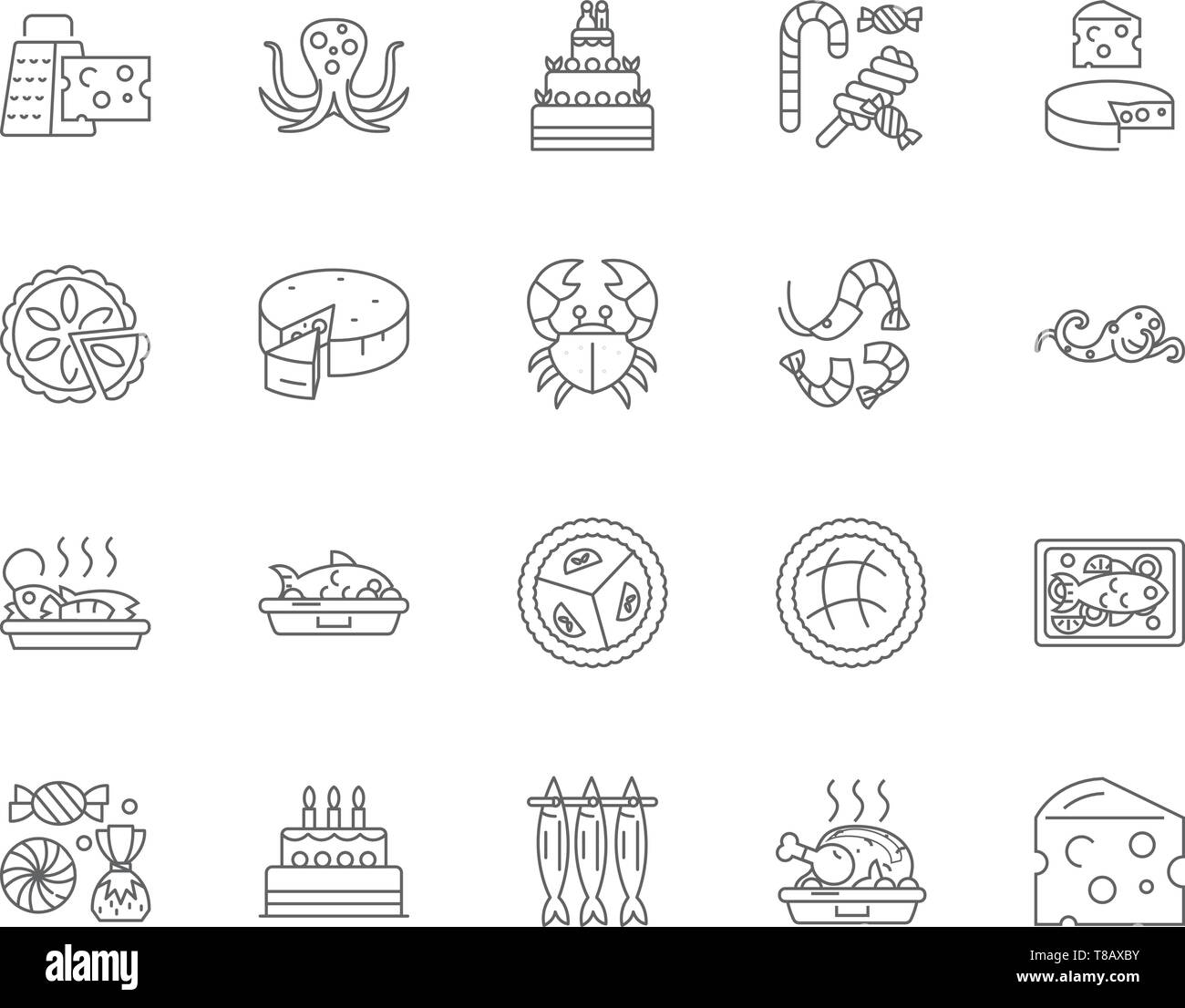 Gourmet foods line icons, signs, vector set, outline illustration ...