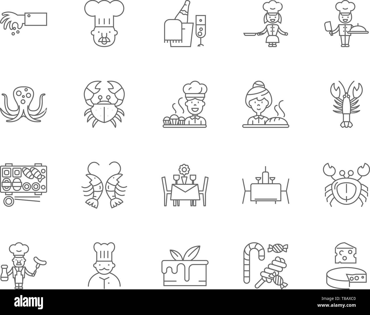 Gourmet restaurant line icons, signs, vector set, outline illustration ...