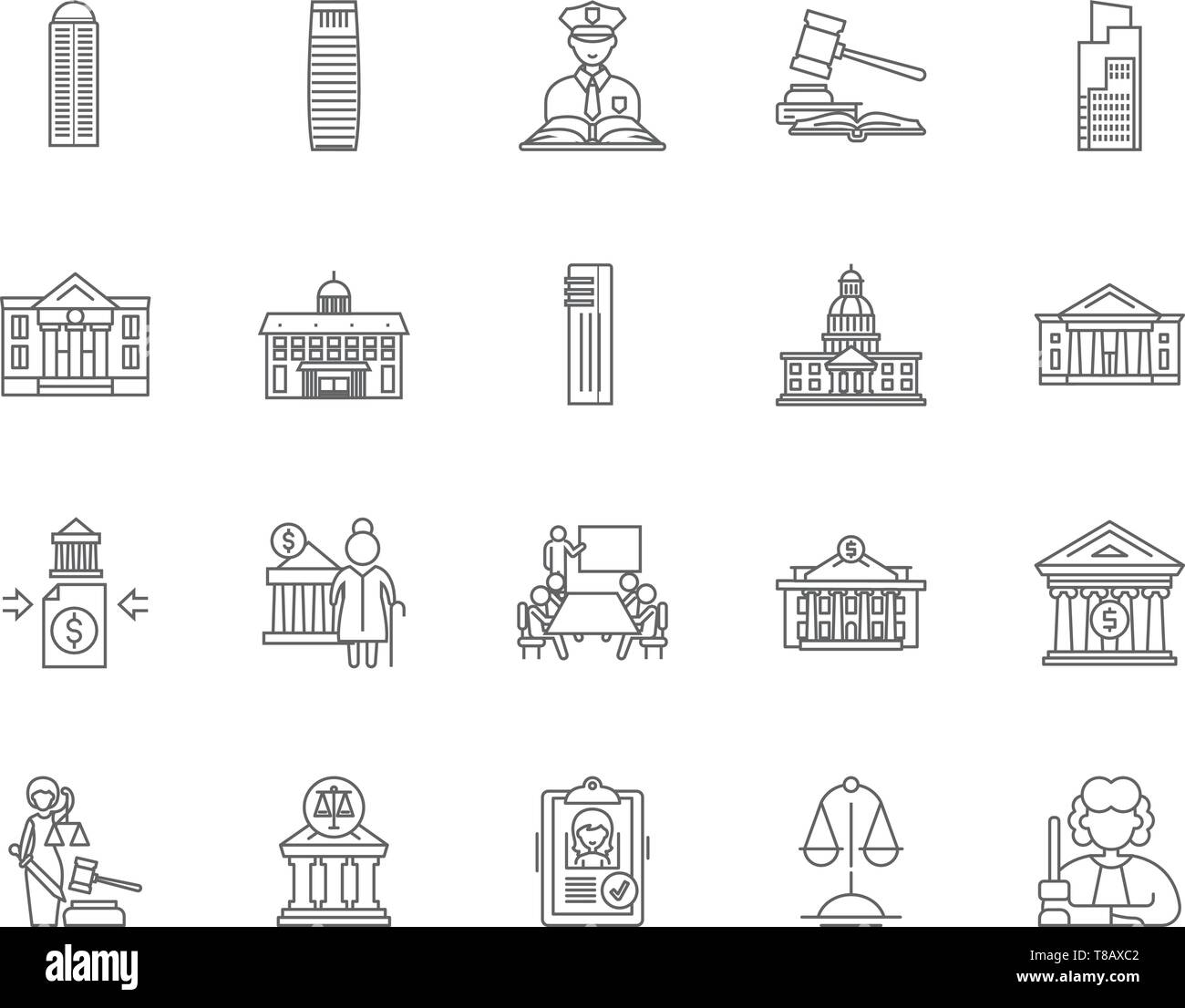 Government line icons, signs, vector set, outline illustration concept ...