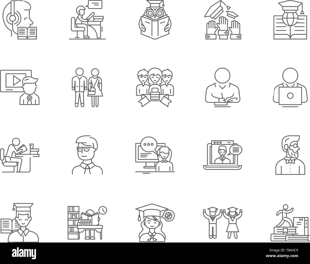 Graduate line icons, signs, vector set, outline illustration concept ...