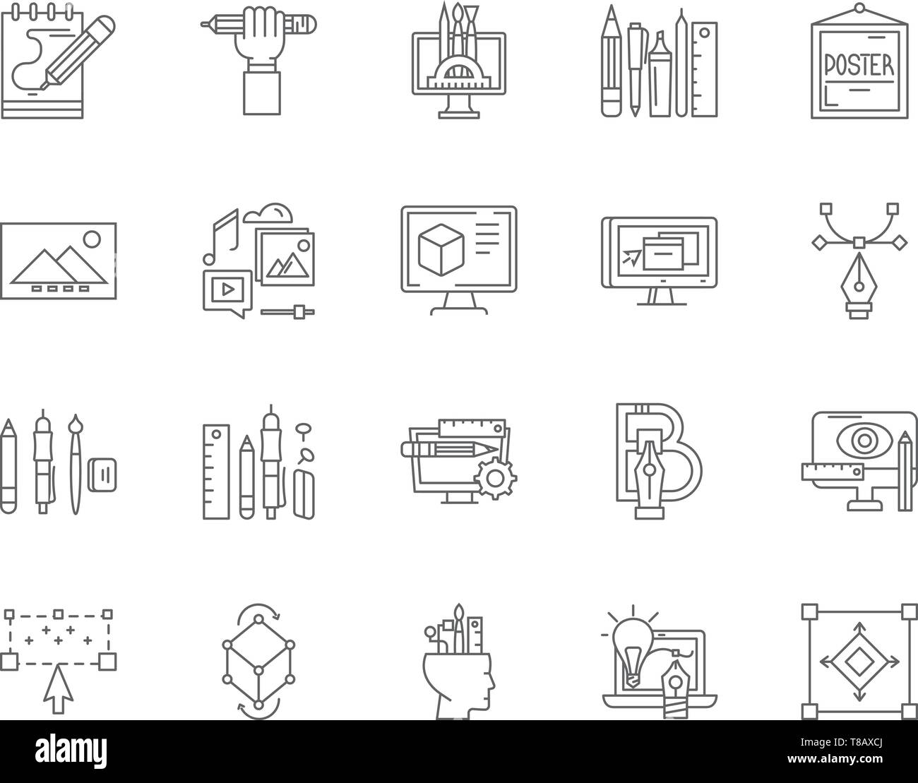 Graphic designers line icons, signs, vector set, outline illustration ...