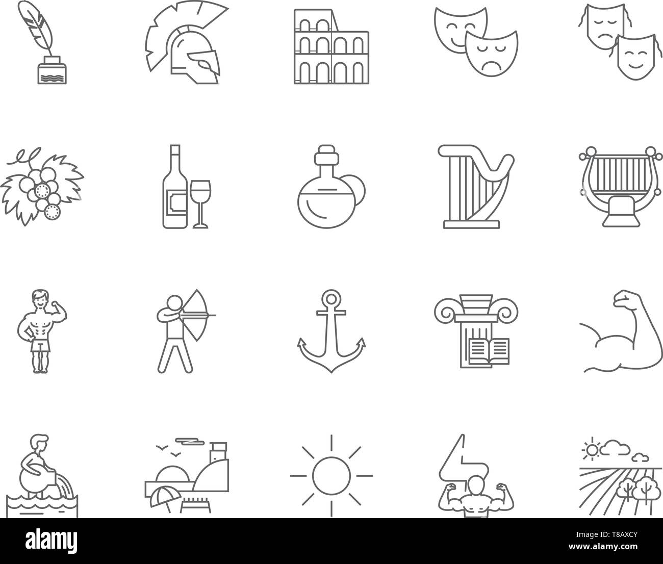 Greece line icons, signs, vector set, outline illustration concept ...