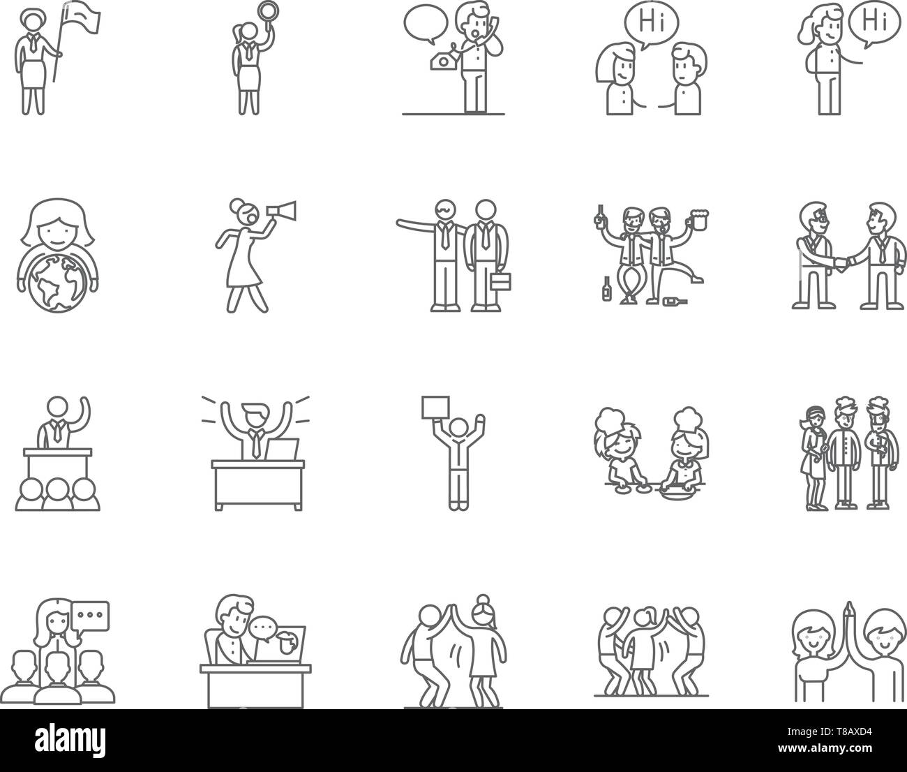 Greeting line icons, signs, vector set, outline illustration concept ...